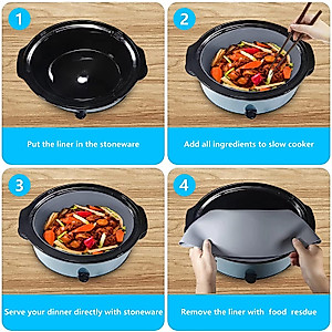 Silicone Slow Cooker Liner, Crock Pot Liners Reusable, Easy Clean, BPA Free, Leakproof, No Melt Silicone Slow Cooker Insert, Dishwasher Safe Liner for 7 Quart to-8 Quart Crock Pot Slow Cookers