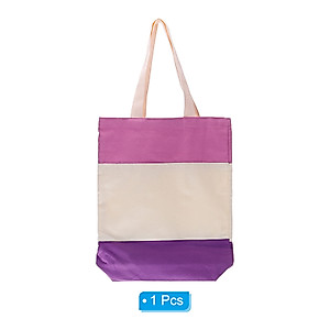 PATIKIL Canvas Tote Bag, 1Pcs Canvas Bag with Handles Sturdy Reusable Tote Bag Blank Embroidery DIY for Personalized Shopping Gifts Crafts Vinyl Grocery HTV Dye, Blush/Purple