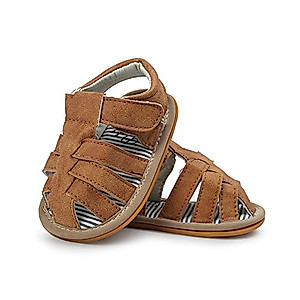 CoKate Baby Boys Girls Sandals Rubber Sole Outdoor First Walker Toddler Girls Boys Summer Shoes (D-Khaki, numeric_3)