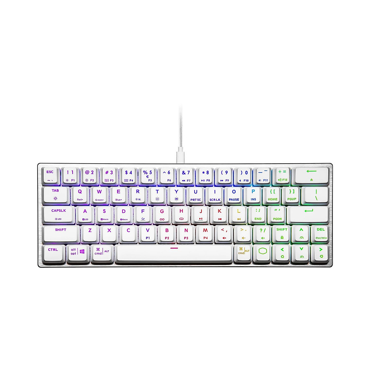Cooler Master SK620 60% Silver/White Mechanical Low Profile Gaming Keyboard, Click Blue Switches, Customizable RGB, Ergonomic Design, USB-C Connectivity, Mac/Windows, QWERTY (SK-620-SKTL1-US)
