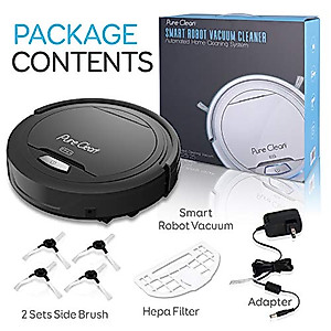 SereneLife Pure Clean Robot Vacuum Cleaner - Upgraded Lithium Battery 90 Min Run Time - Automatic Bot Self Detects Stairs Pet Hair Allergies Friendly Robotic Home Cleaning for Carpet Hardwood Floor