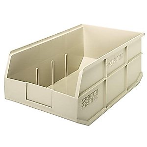 Quantum Storage K-SSB465IV-3 3-Pack Stackable Plastic Shelf Bin, 18" x 11" x 7", Ivory