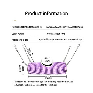 QIPINPU Ferret Hammock for Small Animals, Hanging Tunnel Tube Rat Toy (Purple)