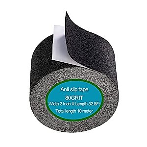 YouOKLight Anti Slip Tape, Heavy Duty Non Slip Tape, Waterproof Strong Traction Anti Slip Grip Tape, 80 Grit Safety Walk Tape, Grip Tape for Stairs, Indoor and Outdoor Used, 2 Inch x 32.8 Ft, Black