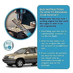 Keyless2Go Replacement for New Uncut Transponder Ignition Car Key 4C Chip TOY48BT4 (2 Pack)