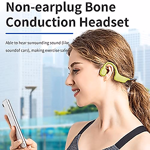 Yellow Sports Bone Conduction Headphones Bluetooth Wireless Open Ear Earbuds Waterproof Headset with Microphone Earhook Sweatproof Podcast Earphones Lightweight for Jogging Workout Running Cycling