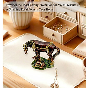 JWT Astyle Thoroughbred Horse Hinged Trinket Boxes with Crystals.Collectible Animal Jewelry Box .Necklace Rings Earrings Storage Boxes.Horse Figurines Home Decor Gifts .