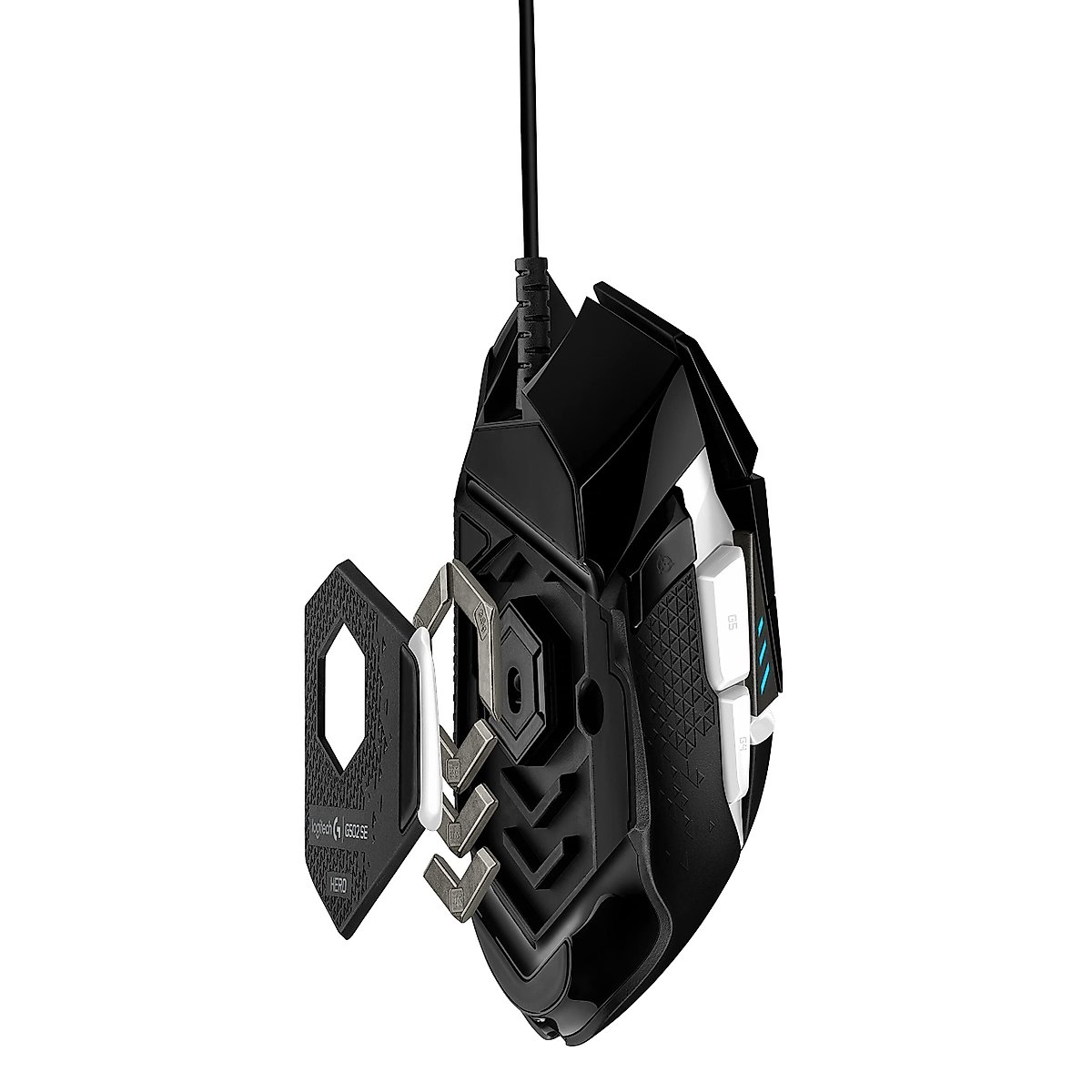 Logitech G502 Hero High Performance Gaming Mouse Special Edition, Hero 25K Sensor, 25 600 DPI, RGB, Adjustable Weights, 11 Programmable Buttons, On-Board Memory, PC/Mac - Black/White
