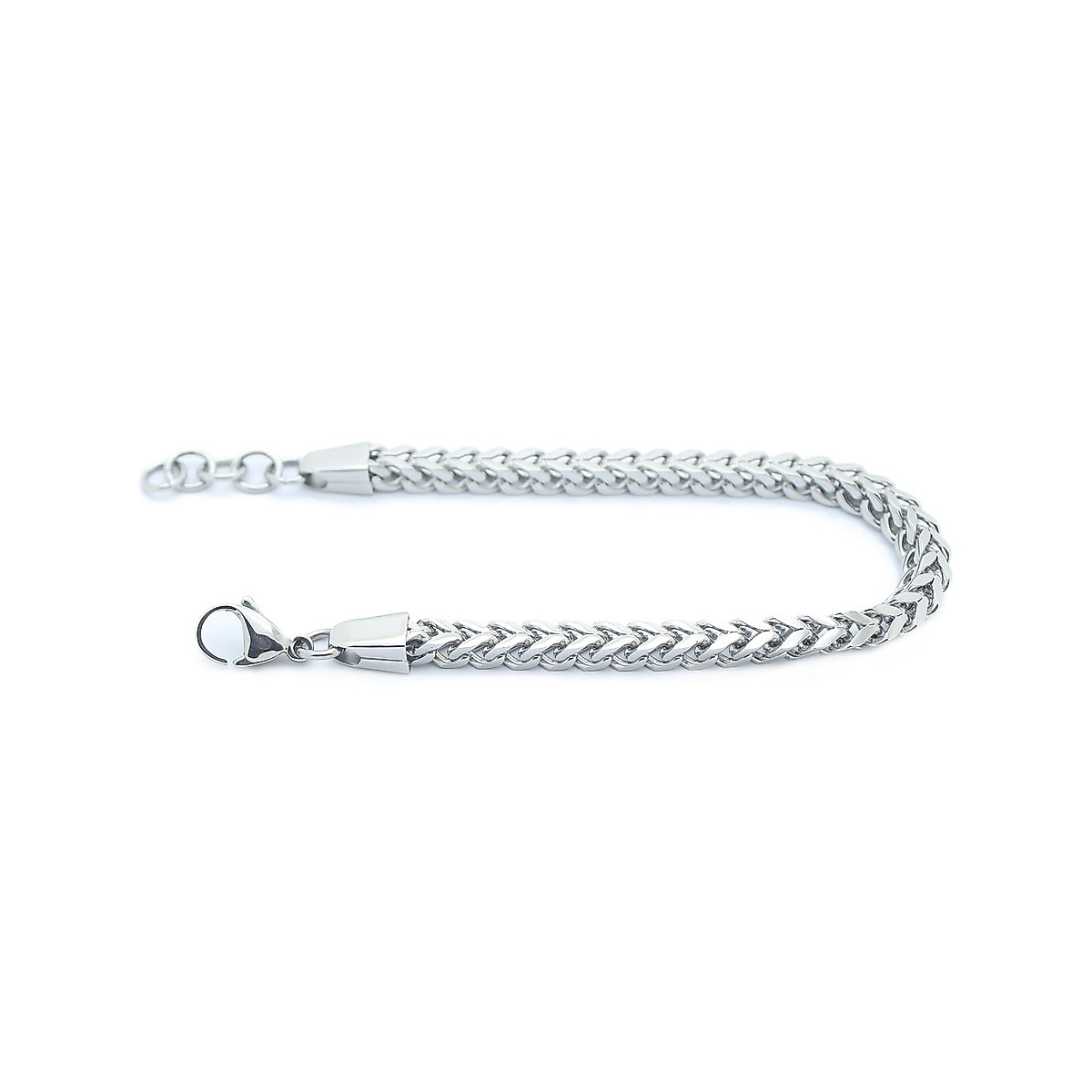 Stainless Steel Polished 8-8.6 inch Heavy Wheat Bracelet Silver 316L Stainless Steel Chain 5*5mm Bracelet