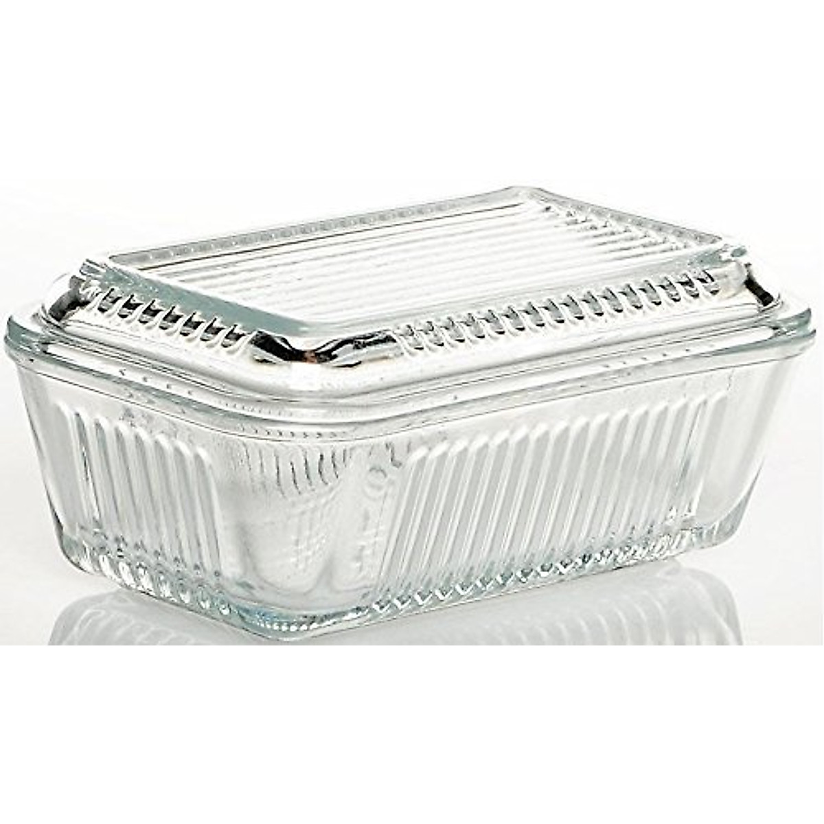 Circleware Farm Glass Butter Dish with Glass Lid, Multi-Purpose Preserving Serving Dessert Dish Tray, 6.75" x 4", Glassware for Cream Cheese, Cake, Salad, Candy, Foods & Best Selling Gift Ideas