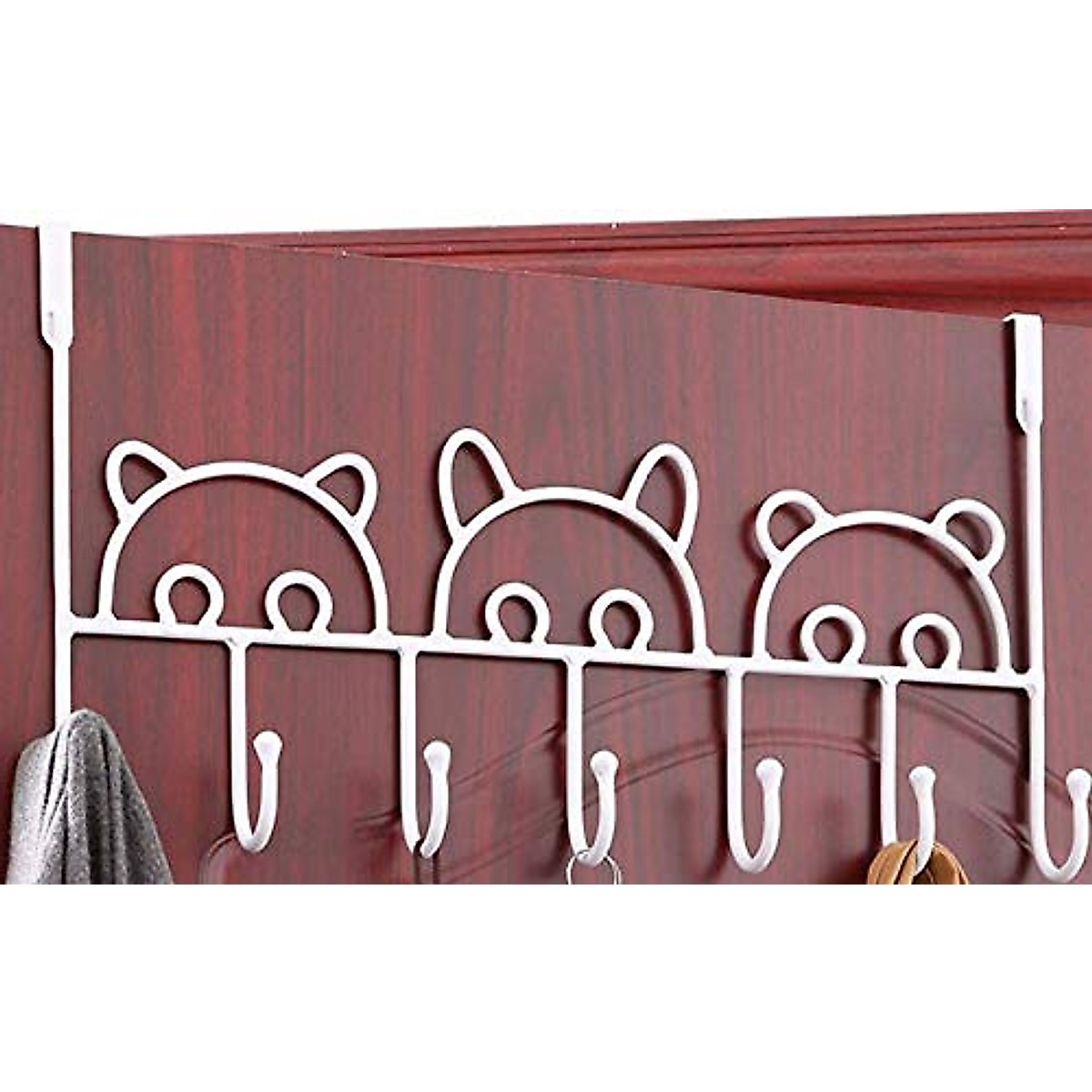 SHIMAJEE Animal Hanger Rack ( Set of 2 ) Over The Door Hanger Rack, Decorative Metal Door Hanger Holder for Coats, Clothes, Hats (White)