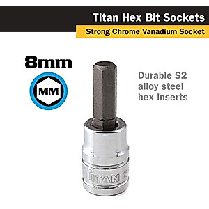 Titan 15608 3/8-Inch Drive x 8mm Hex Bit Socket