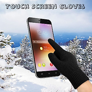 Winter Beanie Hat Scarf Gloves Set for Men, Winter Knit Hat, Neck Warmer, Touchscreen Gloves,Outdoor Earmuffs for Men Women