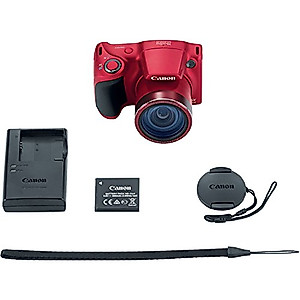 Canon Powershot SX400 is 16.0 MP Digital Camera with 30x Optical Zoom and 720p HD Video (Red)