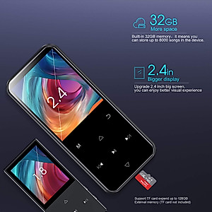 RUIZU 32GB HiFi Lossless MP3 Player with Bluetooth 5.0, DSD High Resolution Digital Audio Player, High-Res Portable Music Player with 2.8 inch Full Touch Screen, Support up to 512GB Micro SD Card