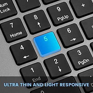 TIETI K01R Wireless Keyboard, 2.4G Slim and Compact Wireless Keyboard with Numeric Keypad, Long Battery Life, Lag-Free for PC Laptop Computer Windows, Space Grey