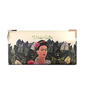 Frida Kahlo Jungle Collection Licensed Clutch with Long Strap (Black)