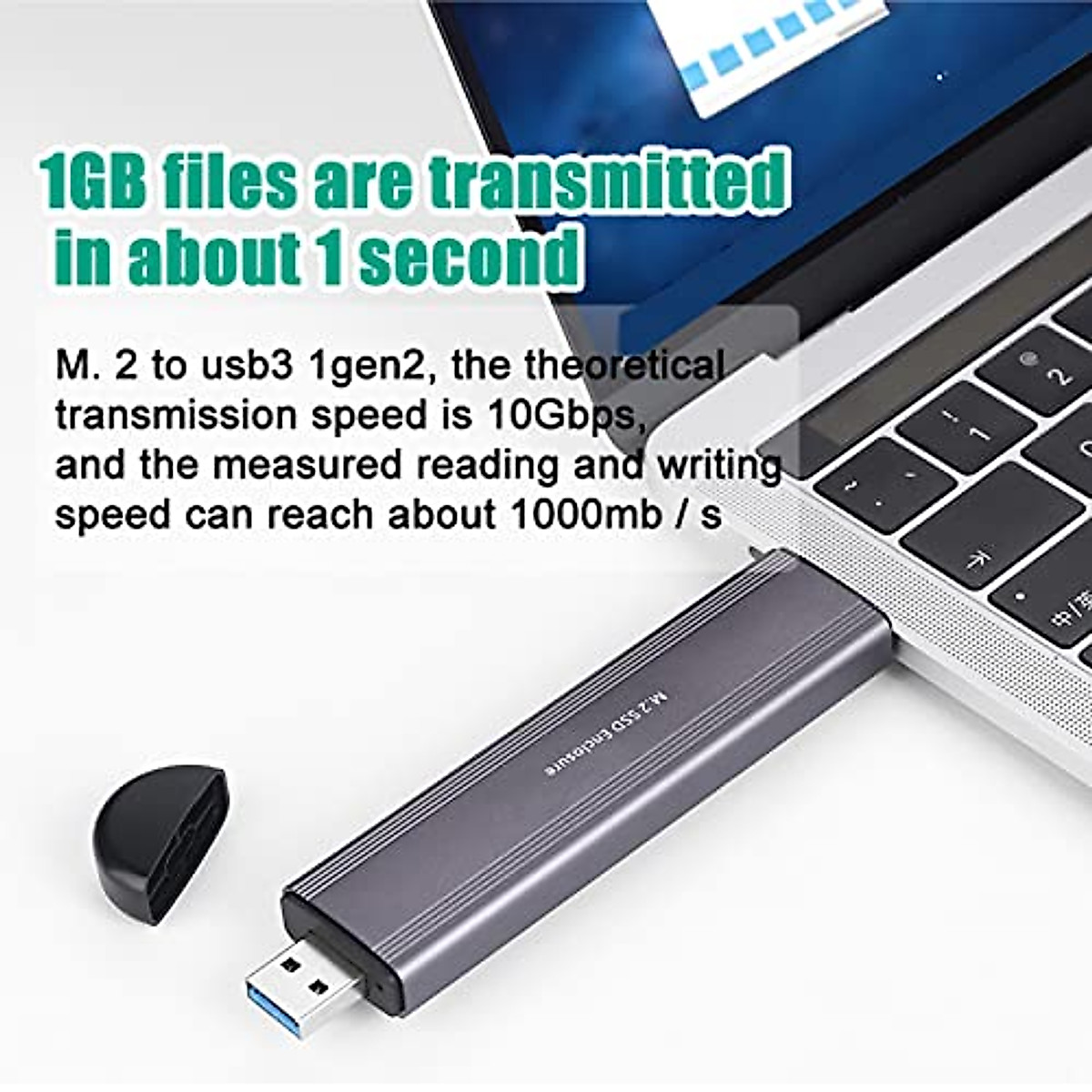 Laihua M.2 SSD Enclosure Plug and Play Tool Free 10Gbps M.2 NVME NGFF SSD Enclosure Adapter for Tablet for Desktop Grey