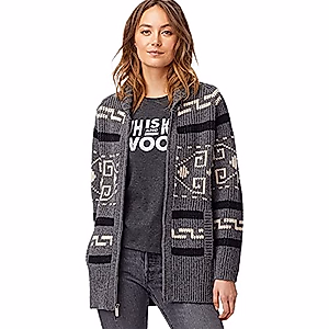 Pendleton Women's Long Westerley Cardigan, Grey/Black, XL
