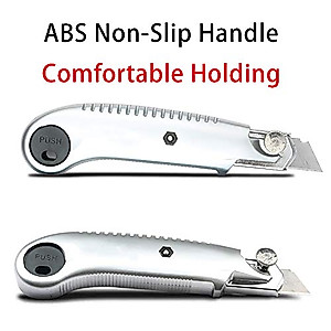 DOWELL Utility Knife Retractable Utility Knife Box Cutters Heavy Duty with 5PCS Extra Blades,Self Loading Blades Function,Knob On Top Can Withstand More Pressure