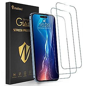 NatuBeau 3 Pack Compatible with iPhone 14 Pro Max Screen Protector 6.7", HD Clear Tempered Glass Screen Protector for iPhone 14 Pro Max, 9H Hardness, Scratch Resistant, Easy Install, Bubble Free, Case Friendly