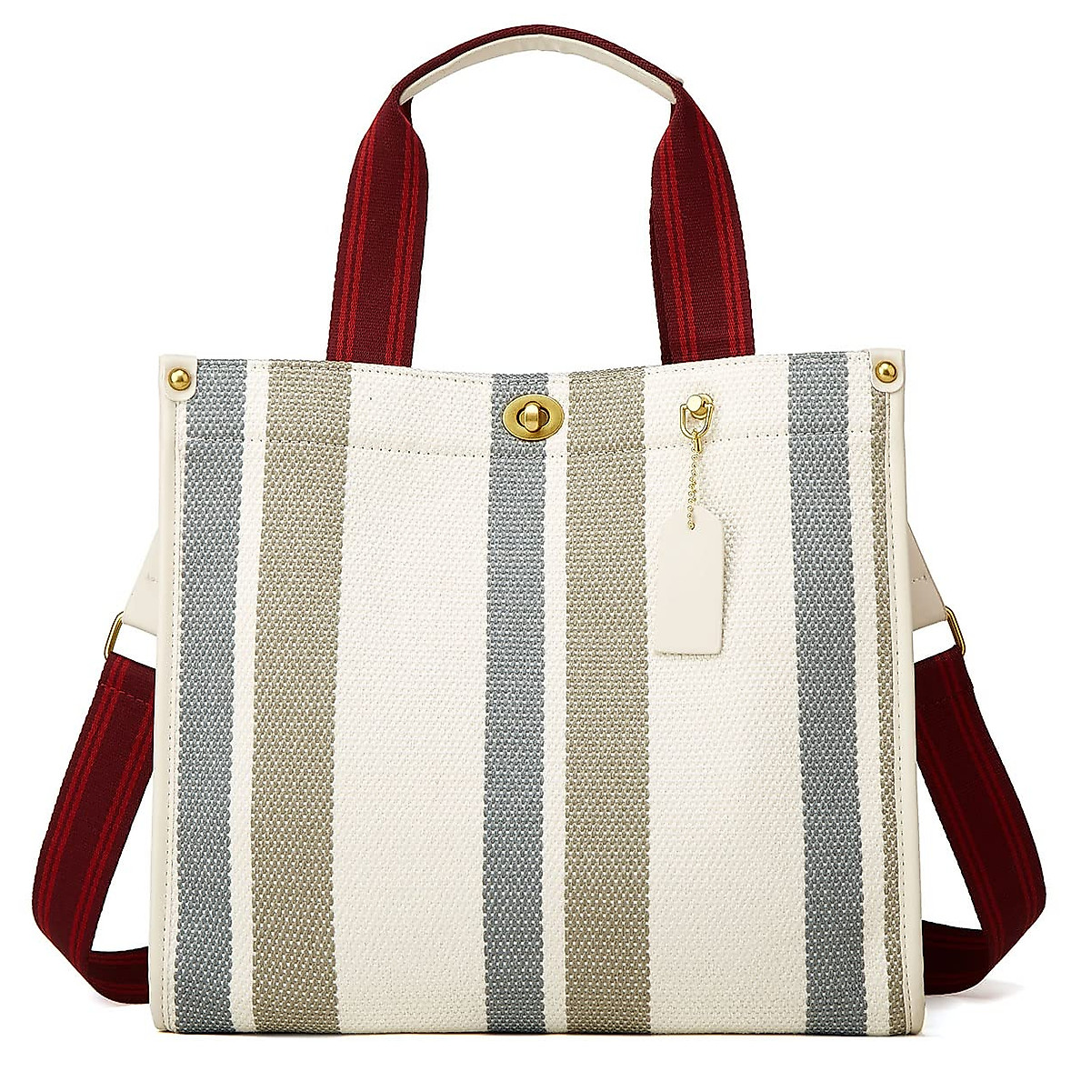 Tote Bag Hobo Bag for Women Canvas Shoulder Bag Chic Crossbody Bag Satchel Large Handbag Color Contrast Stripe