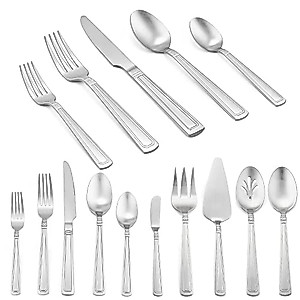 LIANYU 45 Pieces Heavy Duty Silverware Set with Serving Utensils, Fancy Stainless Steel Flatware Set for 8, Modern Cutlery Set Thick Eating Utensils for Wedding Entertaining, Dishwasher Safe