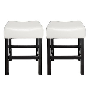 Christopher Knight Home Lopez Backless Leather Counter Stools, 2-Pcs Set, Ivory