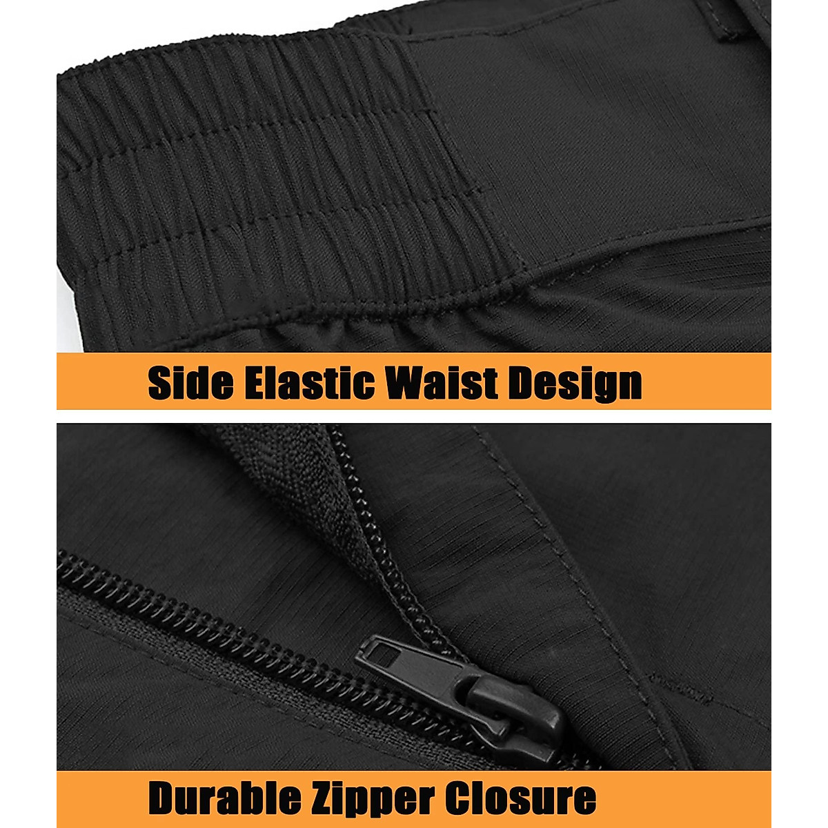 MAGCOMSEN Quick Dry Pants Men Hiking Pants Convertible Pants Work Pants for Men Fishing Pants Cargo Pants Summer Camping Pants Black