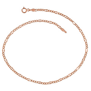 Kooljewelry 14k Rose Gold 2 mm Figaro Link Chain Bracelet (7.5 inch)
