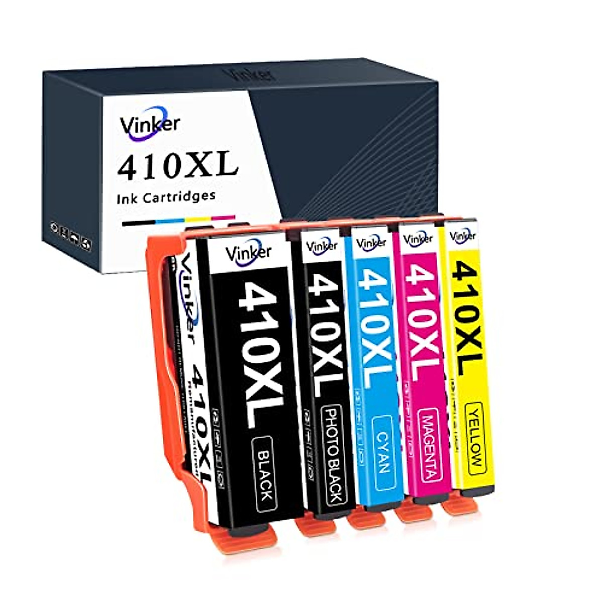 Vinker 410XL Remanufactured Ink Cartridge Replacement for Epson 410 Ink Cartridges Combo Pack 410XL T410 T410XL for Expression XP-530 XP-630 XP-635 XP-640 XP-830 XP-7100 Printer (5 Pack)