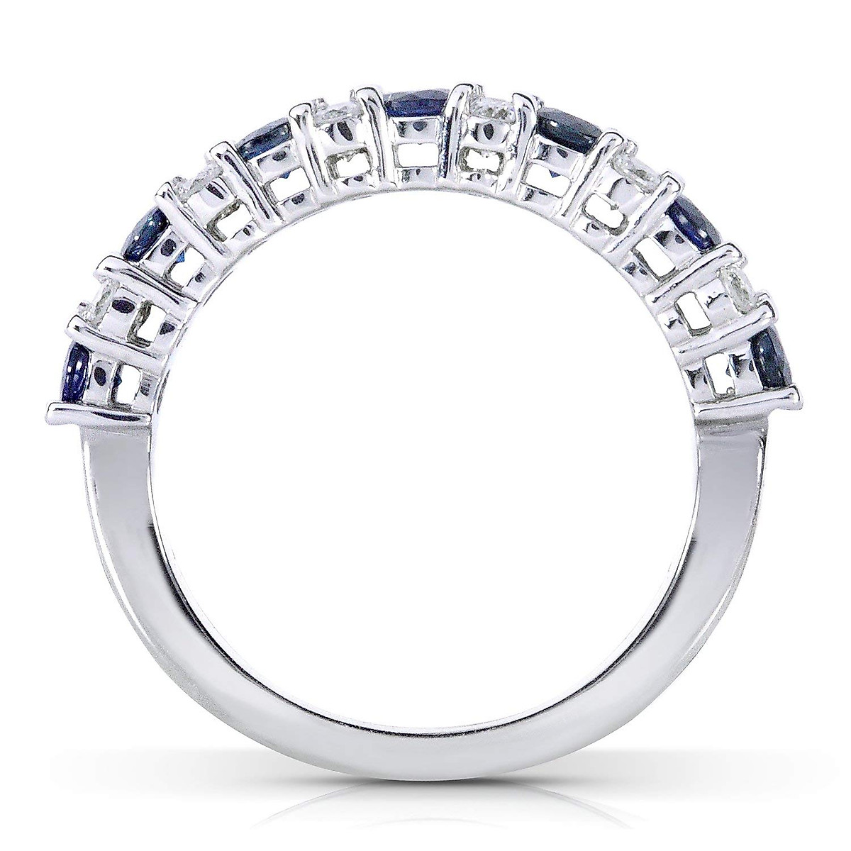 Kobelli Diamond and Blue Sapphire Band 1 carat (ctw) in 14k White Gold, Size 8, White Gold
