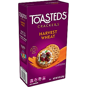 Toasteds Crackers, Party Snacks, Lunch Snacks, Harvest Wheat (6 Boxes)