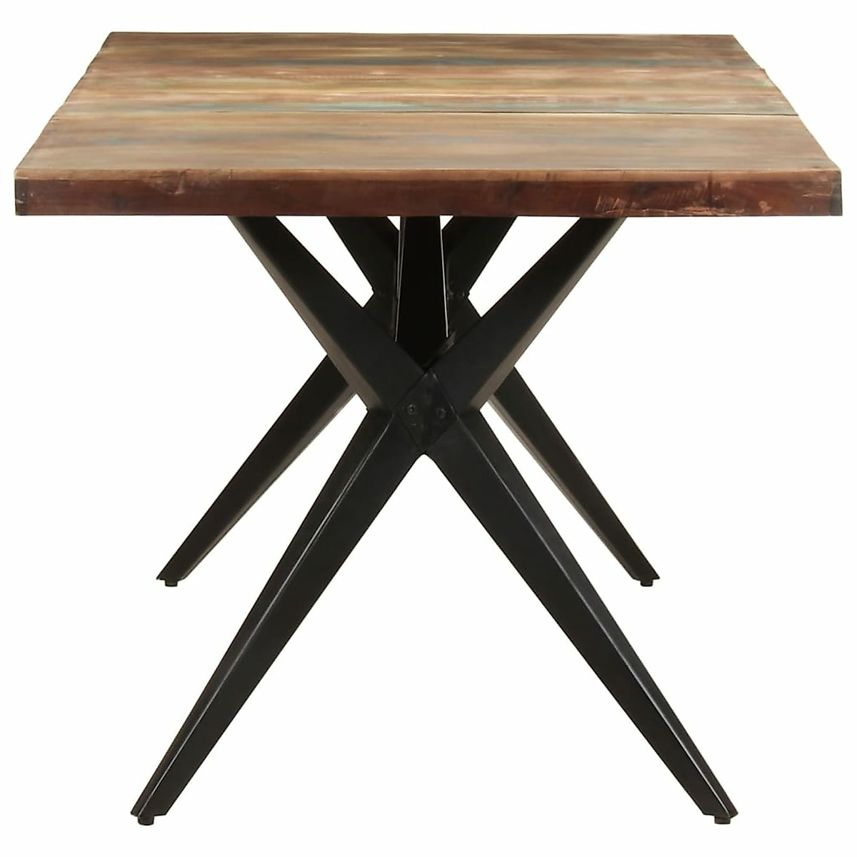 Tidyard Dining Table Reclaimed Wood Tabletop Powder-Coated Steel Legs Industrial Style Table for Kitchen, Bistro, Home Furniture 70.9 x 35.4 x 29.9 in