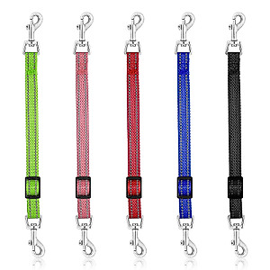 cobee 5 Pcs Safety Dog Collar Clips, Reflective Prong Collar Backup Clips Double Ended Short Dog Clasp Leash Metal Dog Tag Clip Adjustable Dog Collar Harness Connector for Dogs Puppies, 9.8"-12.6"