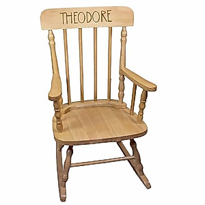 My Bambino Childrens Personalized Rocking Chair Natural Wood Engraved with Toddler Name Baby Gift
