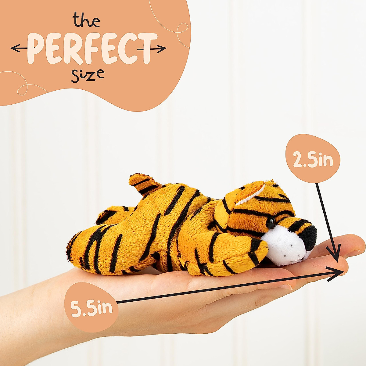 Forest & Twelfth Mini Tiger Plush Toys, 12 Pk Tiny Tiger Stuffed Animals, Stocking Stuffer for Girls & Boys, Animals Figures for Party Favors, Goody Bags, Classroom Treasure Box Prizes (Tiger)