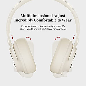 FINGERTIME Bluetooth Headphones Over-Ear, 60H Playtime and with Low Latency Wireless Headphones with Microphone, HiFi Stereo Foldable Lightweight Headset, Deep Bass for Home Office (Beige)