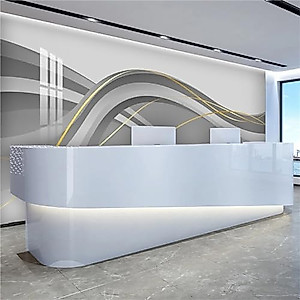 3D Abstract Gray Marble Wall Murals, Modern Stylish Curved Lines Mural Wallpaper, Wall Decal Light Texture Easy Care Apply to Bathroom Kitchen Dining Room（118"W x 82.7"H）