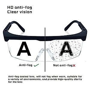 Puzyun [5-Pack] Black Safety Goggles,Clear Anti-fog/Anti-Scratch Safety Glasses Eyes Protection Goggles Protective Eyewear