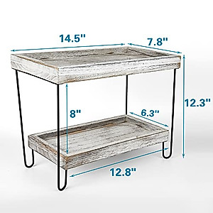 idee-home Vanity Organization Shelf Wood Organizer, Makeup Shelves 2 Tiered Storage Shelf Wooden Standing Kitchen Spice Rack Cosmetic Holder Counter Top Trays Makeup Organization