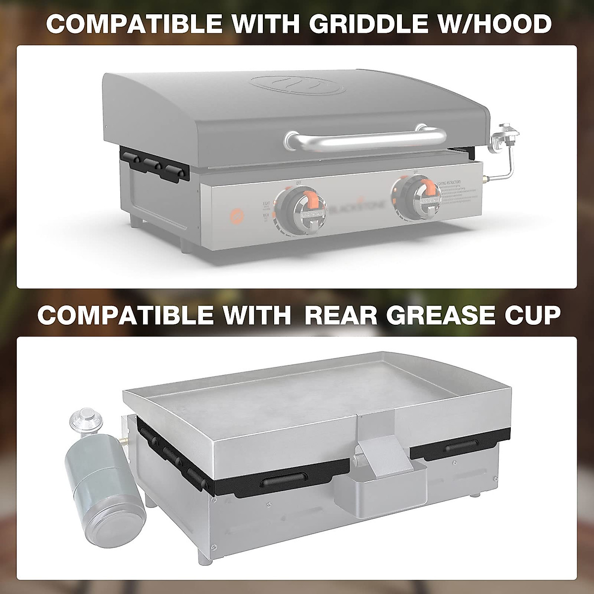 Wind Guards for Blackstone 22 Inch Griddle, Grill Accessories for Griddle Grill and Camping, MeWeBlue 5018 Magnetic Stainless Steel Wind Screens Protect Flame Hold Heat, Compatible with Hood, Black