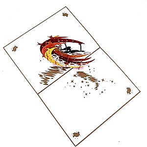 3D Pop Up Birthday Cards Blessing Cards Thank Cards Love Cards Creative Greeting Cards Mother's Day Cards(Moon girl)