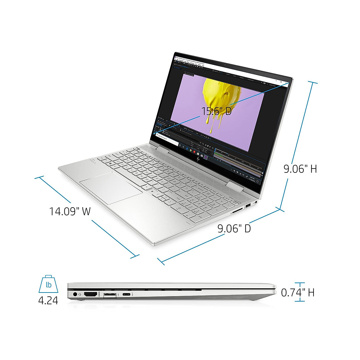 HP 2022 Envy x360 2-in-1 15.6" FHD Touchscreen Laptop, Intel Core i5-1135G7, 32GB RAM, 1TB PCIe SSD, Backlit Keyboard, Iris Xe Graphics, HD Webcam, Win 11 Pro, Silver, 32GB Snow Bell USB Card