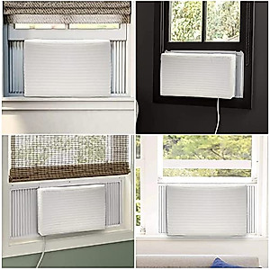 ciwich Indoor Air Conditioner Cover, White Air Conditioner Covers for Inside Units, Double Insulation with Elastic Strap,Windproof Anti-Freeze Fit 25Lx17Hx3.5D inches