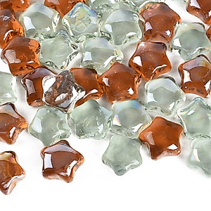 LUEYAO Star Glass Vase Filler Decorative Stars Shape Premium Glass Beads for Vases Gems Aquarium Pebbles Decorative Table Scatter Decor 1.3 LB 40 PCS