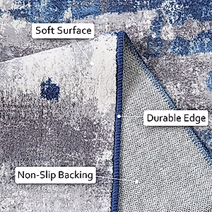 BEIMO Area Rugs for Bedroom Living Room Machine Washable Large Modern Abstract Print Soft Entryway Runner Rug, Non Slip Carpet with Gripper, Blue 8x10