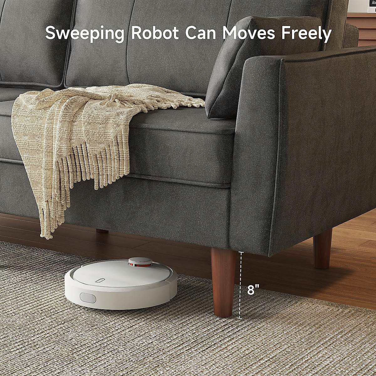 ONBRILL 75" Faux Leather Sofa Bed, Convertible Futon Sofa Bed with Adjustable Backrest, Modern Loveseat Sleeper Sofa with 2 Square Pillows & Solid Wooden Frame, Grey Couch for Living Room, Bedroom