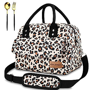 BALORAY Lunch Bag for Women Men, Insulated Lunch Box for Adults Kids, Reusable Women’s Lunch Cooler Tote Bag for Work Office School Picnic Beach (Leopard)