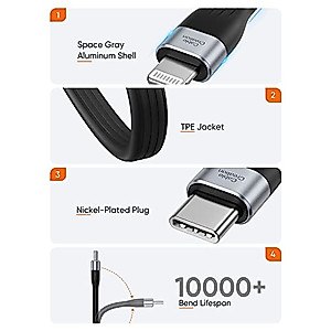 CableCreation USB C to Lightning Cable Short, [MFi Certified], 15 cm Fast Charging Cable & Data Transfer, for iPhone 14/14 Pro Max/13/13 Pro/12/12 Pro/11/X/XS/XR/8, iPad and AirPods Pro, etc.